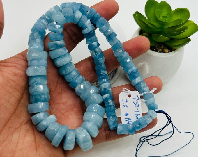 Aquamarine Faceted Roundel • Code #A4 • Size 7.50 - 17 Mm • Length 18 ...