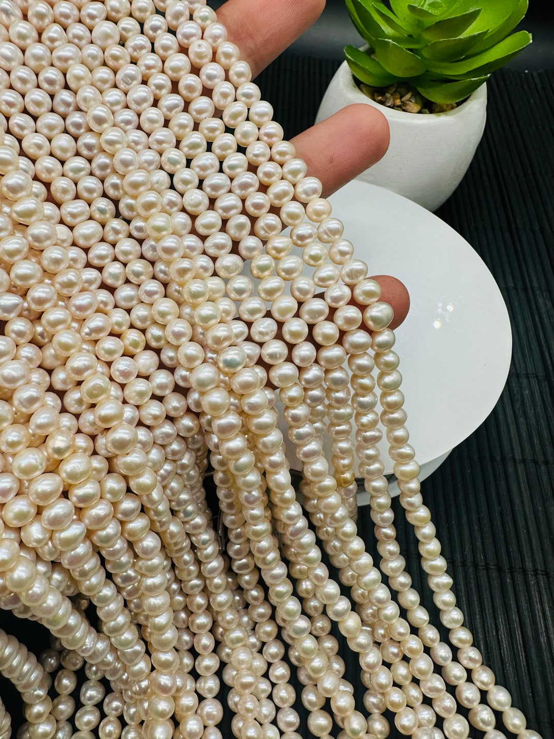 Freshwater Pearl Seed Beads 4.5- 5 Mm Size - Natural White Freshwater ...