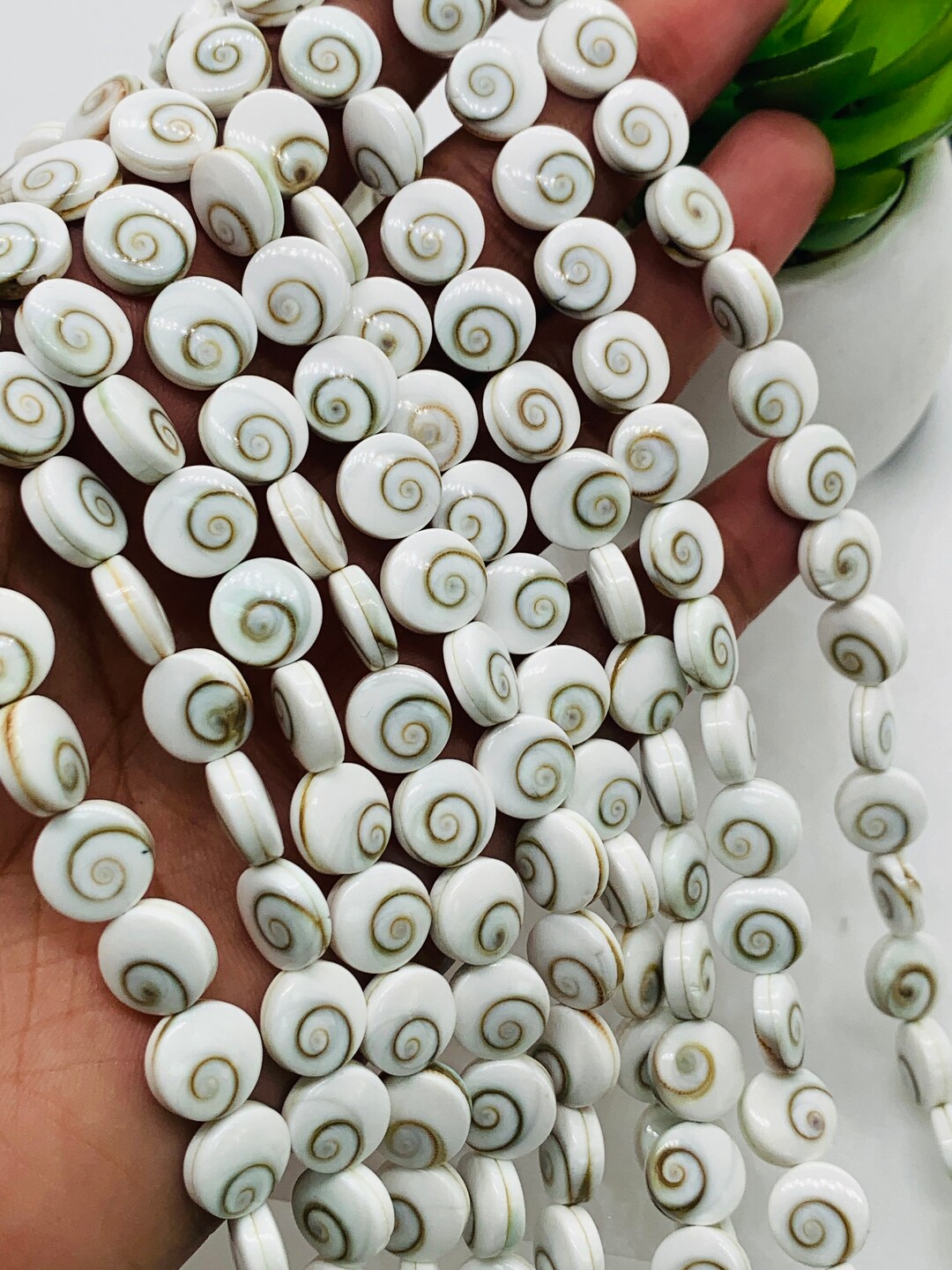 Doublet Shiva Shell Bead • 10 Mm Size • AAA Quality• Length 40 Cm ...