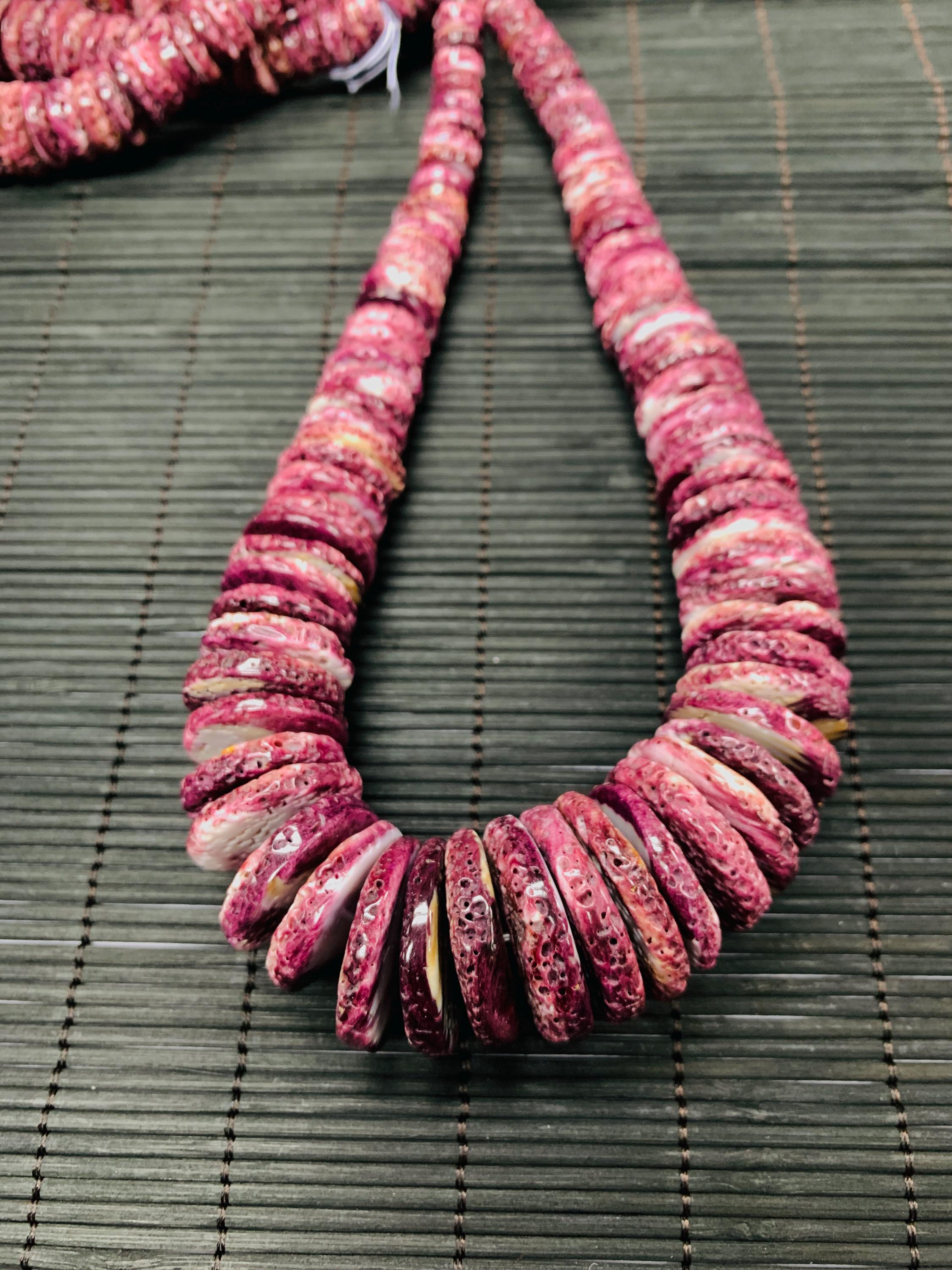 Purple Spiny Oyster Shell Roundel Beads • 10-30 Mm Size • 40 Cm Length ...