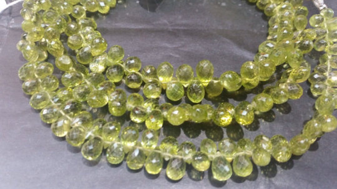 Peridot Faceted Drop Beads 6x9 Mm, Length of Strand 8 Inch - Etsy