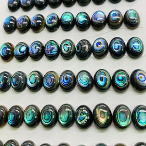 Abalone Shell Oval Cabs- 6x8mm Size- Pack of 4 Pcs- AAAA Quality ...