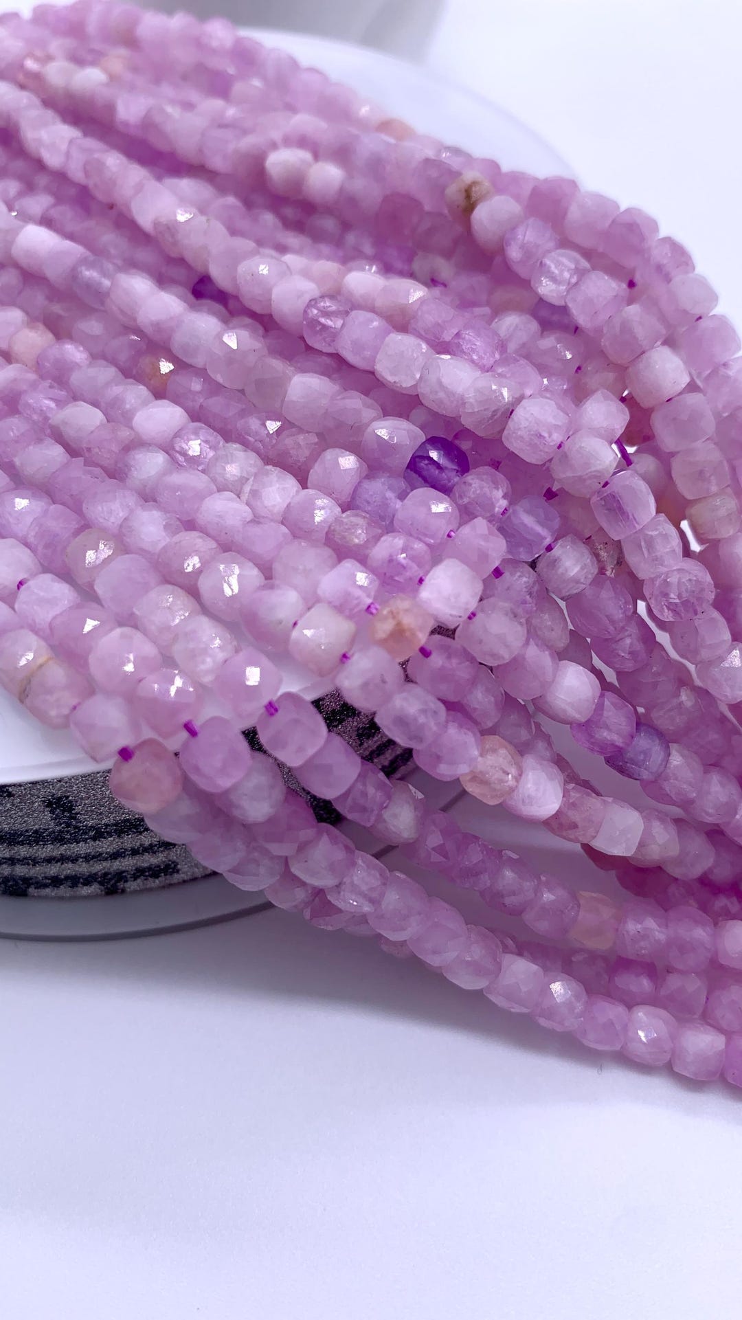 Natural Violet Purple Pink Kunzite Faceted 4mm Cube Beads - Length 40 ...