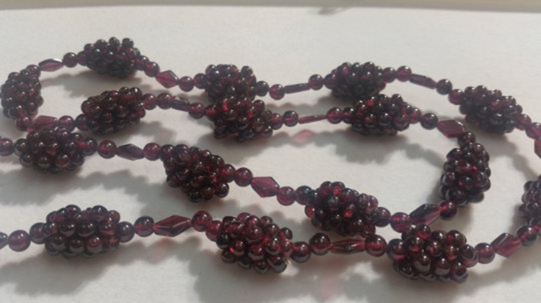 Garnet Big Ball Hand Made Necklace , Length 32" - Etsy