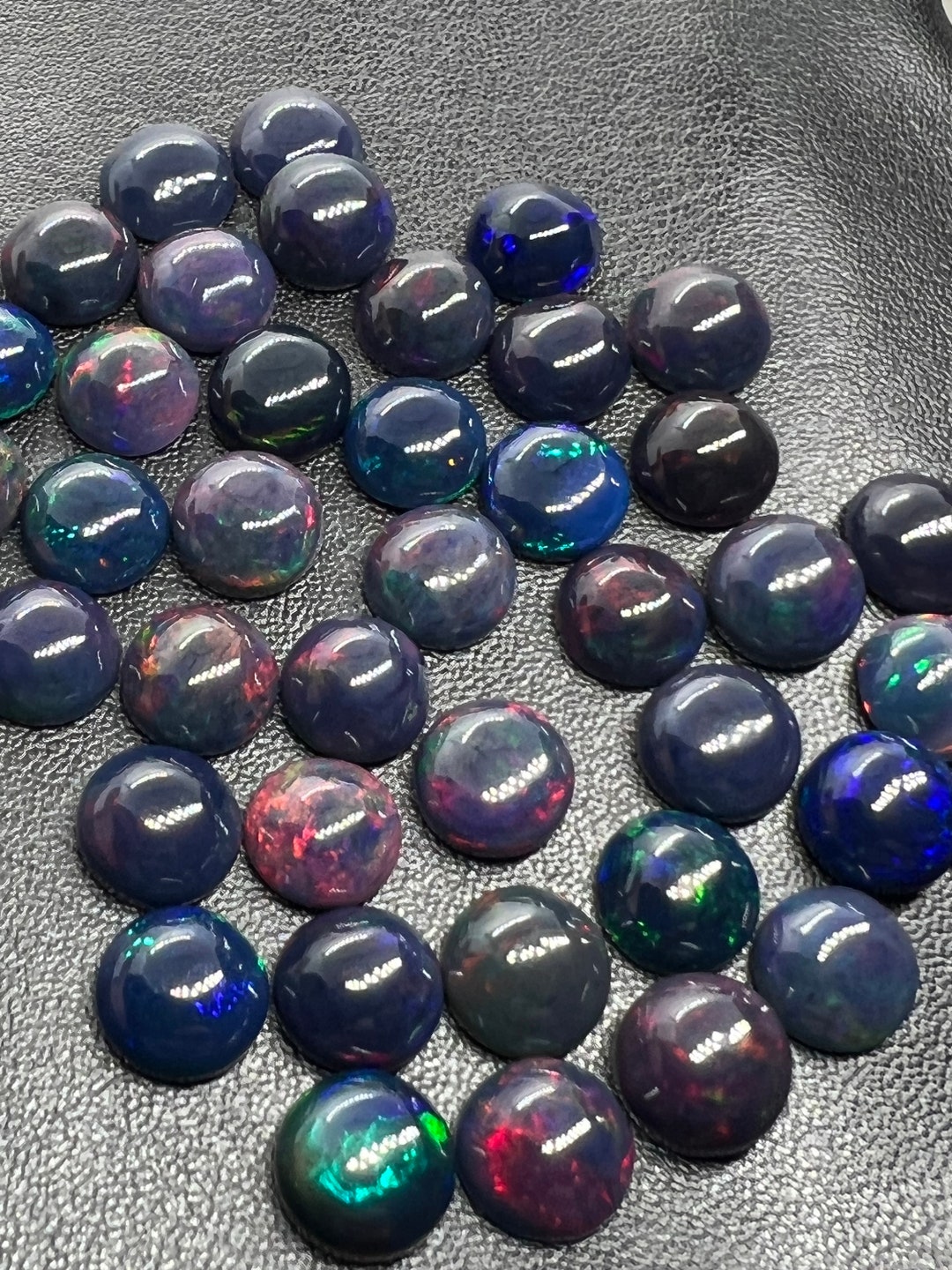 Black Opal Cabochon 8mm Size • Pack of 2 Pcs • - AAA Quality • Natural ...