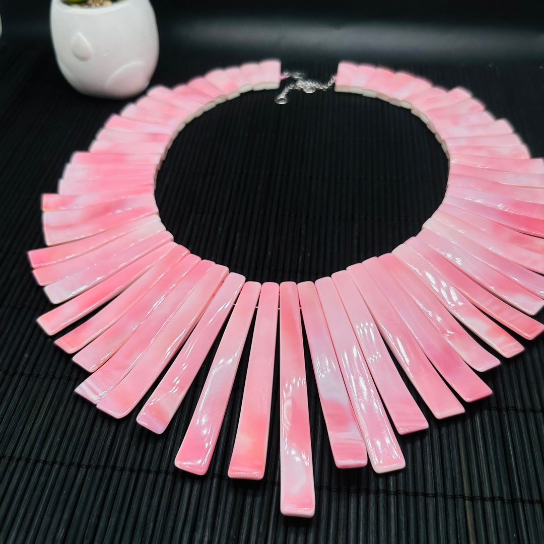 Long Strip Queen Conch Shell Necklace • Large Size Graduated Trapezoid ...