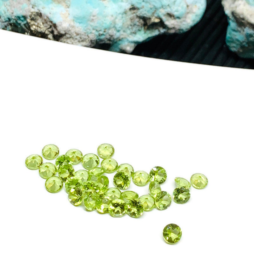 20 ud. Peridoto facetado 4 mm - Natural Peridoto Round Cut - Peridoto ...