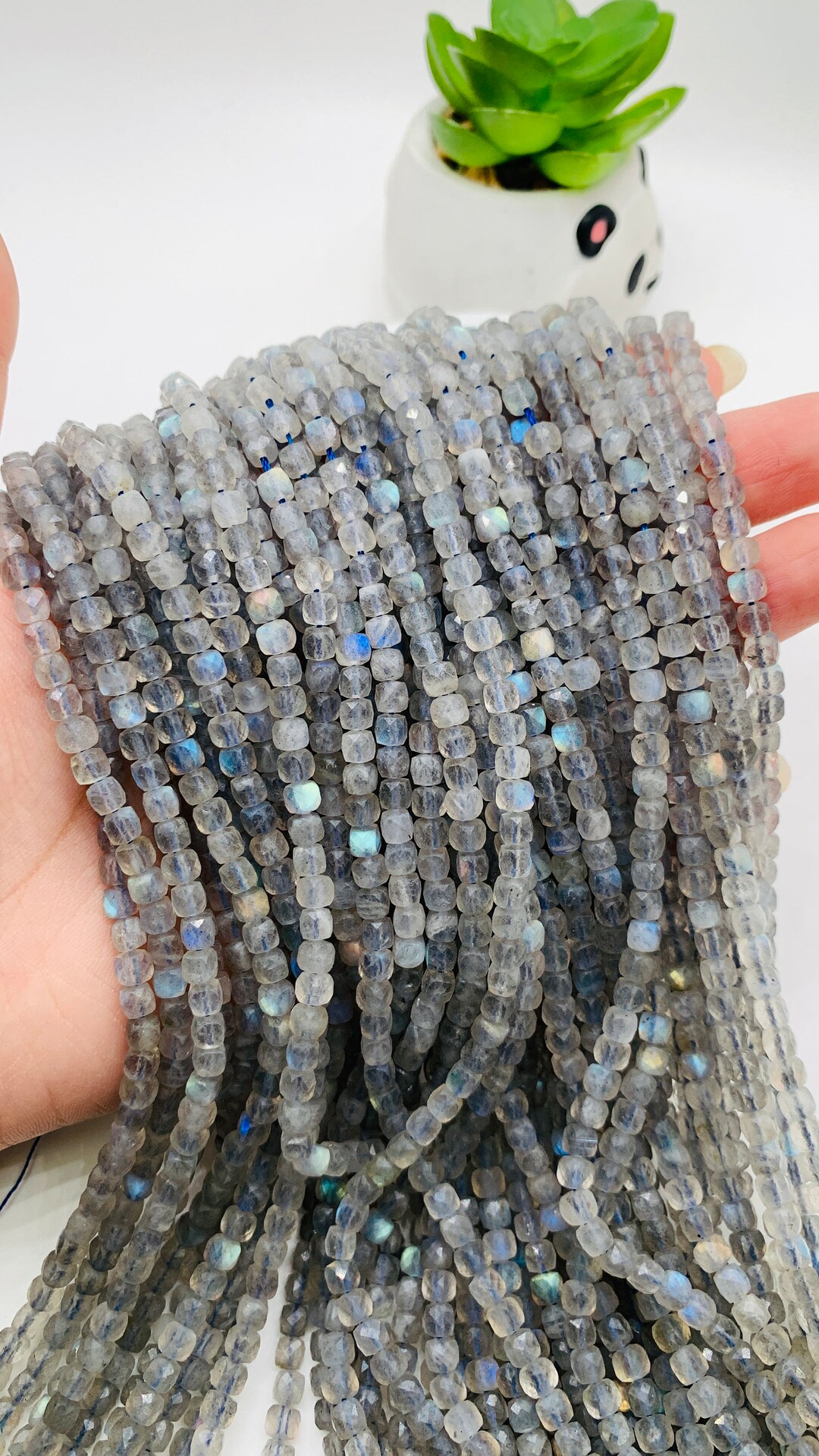 Labradorite Faceted Cube Square Dice Beads - 4 Mm Size - Length 40 Cm ...
