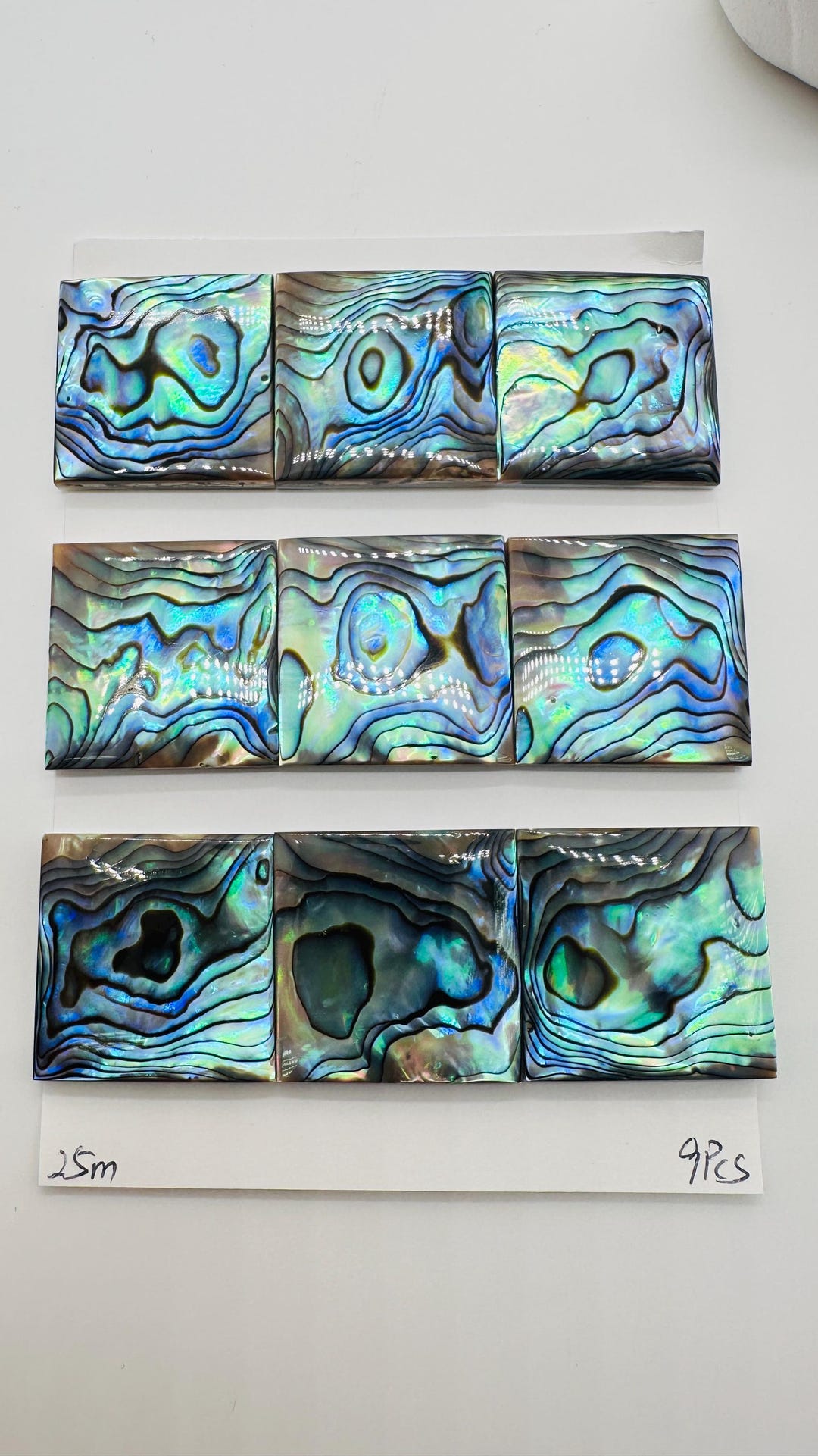 Abalone Shell Square Cabs- 25 Mm Size- Pack of 1 Pcs- AAAA Quality ...