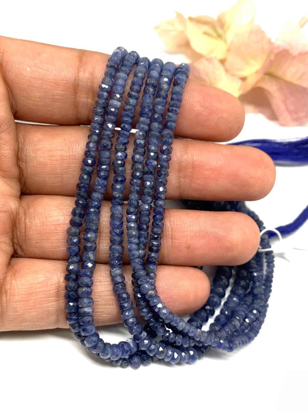 Blue Sapphire Faceted Roundel 2.5 - 5 MM Size Code #S4 Length 16 Inch ...