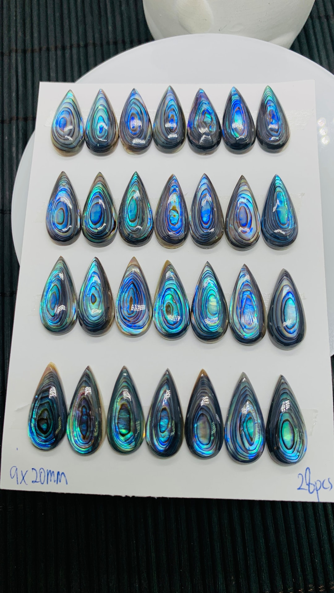 Abalone Shell Pear Cabs- 9x20 Mm Size- Pack of 4 Pcs- AAAA Quality ...