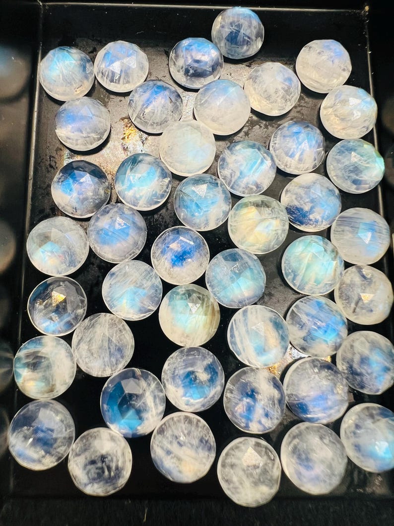 Moonstone 8mm Rose Cut Round, AAA Quality Moonstone Faceted - Pack of 5 ...