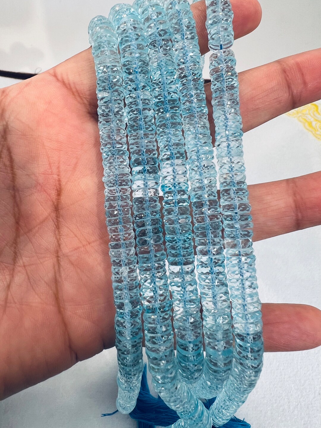 7mm Blue Topaz Heist Faceted Beads AAA Quality Natural Blue Topaz Beads ...