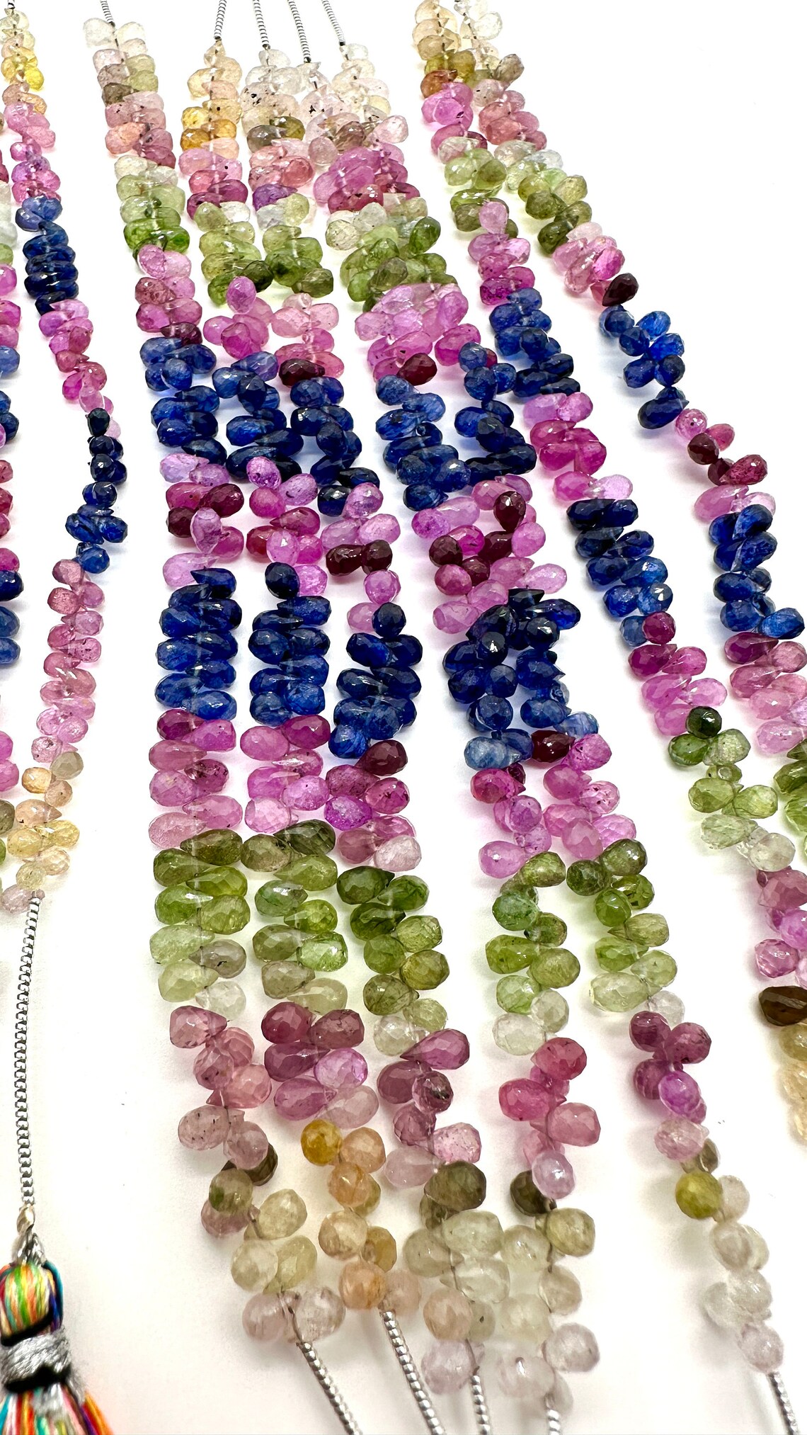 Sapphire Faceted Drop Beads 3X5 Mm Size - 6 Inch Length - AAA Quality ...