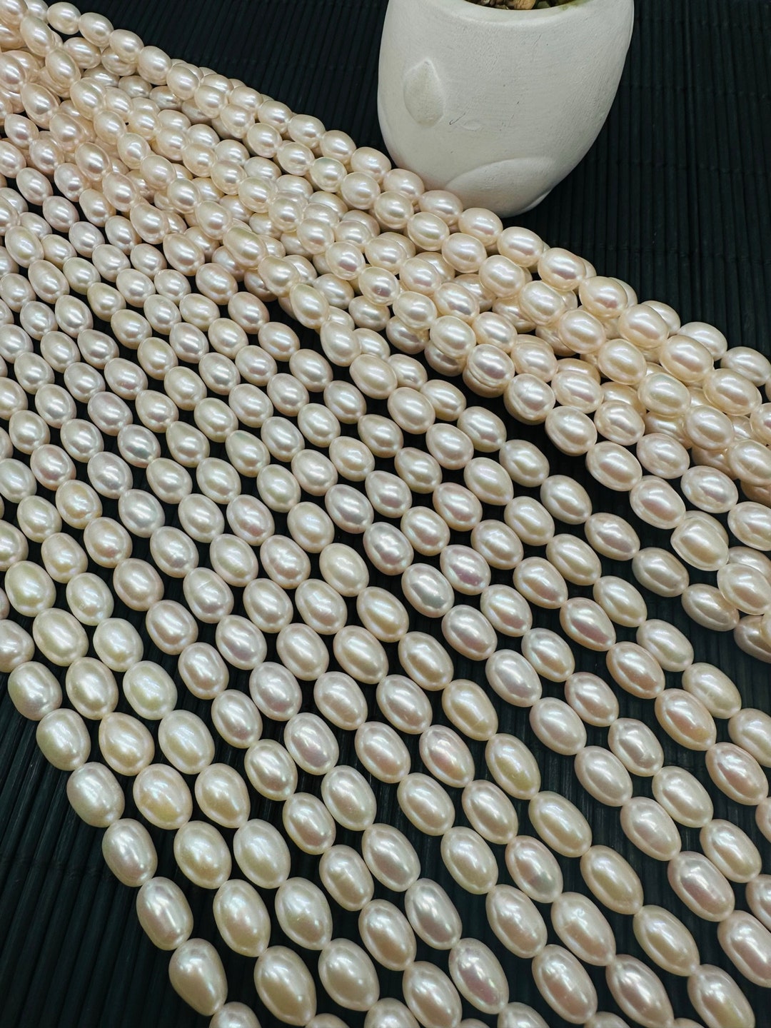 Freshwater Pearl Rice Beads - 7-8x10-11 Mm Size - 40 Cm Length ...