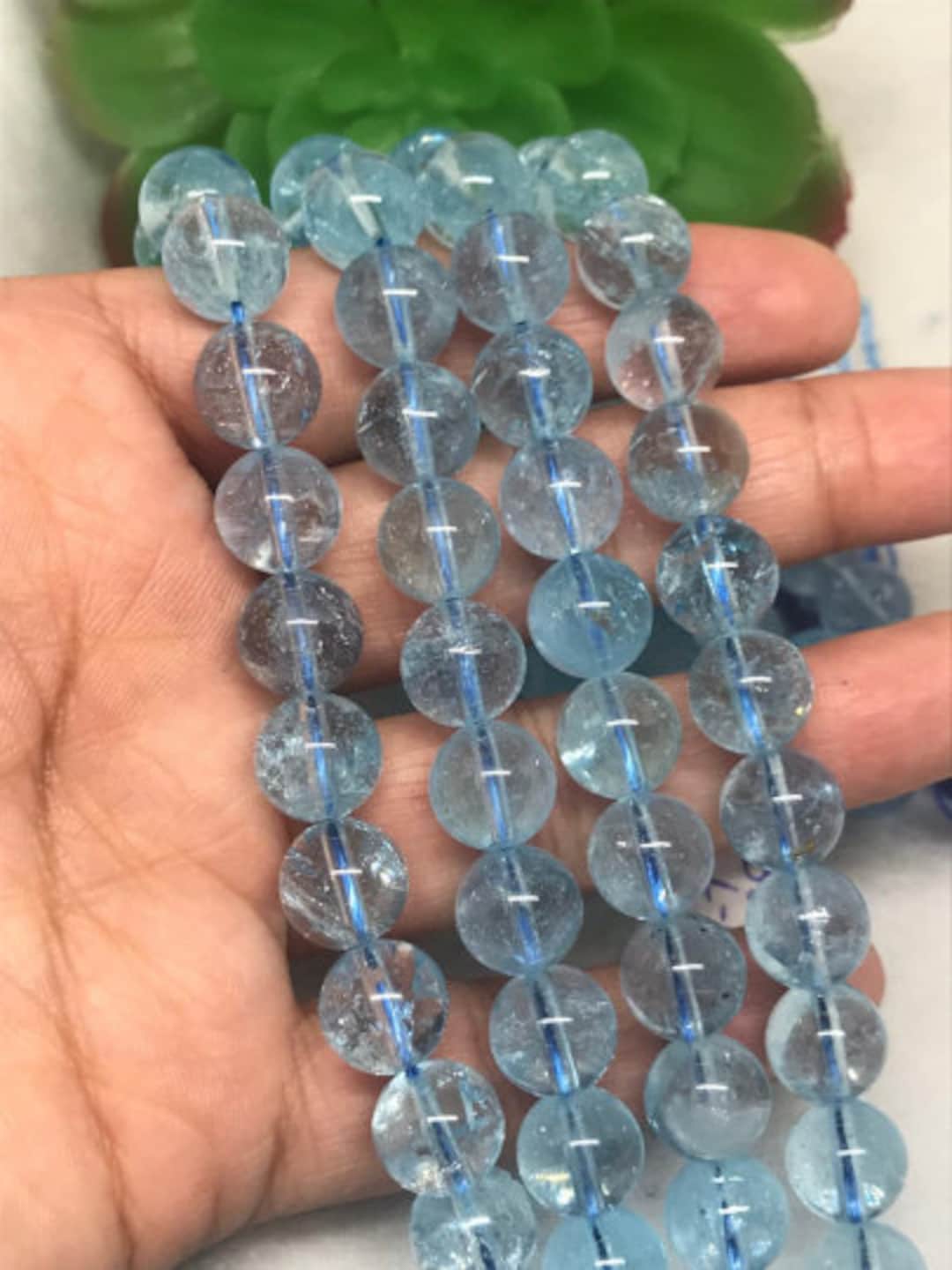 Blue Topaz 10M Round Beads- Top Quality, Length 40 Cm,- 100% Natural ...