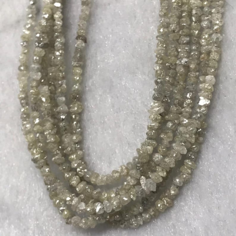 White Diamond Chips Strand , Length 17" Natural Diamond Chips, 13 Carat ...