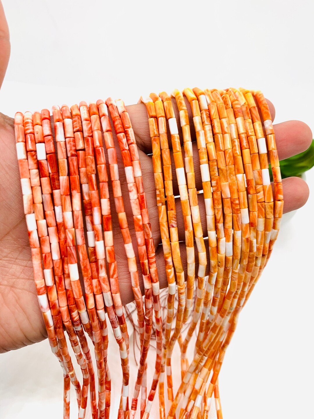 Spiny Oyster Shell Tube Beads • 3x6 Mm Size • 40 Cm Length • AAA ...