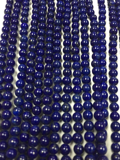 6MM Lapis Lazuli Round Beads, 15.5 Inch Strand, AAA Quality . Natural ...