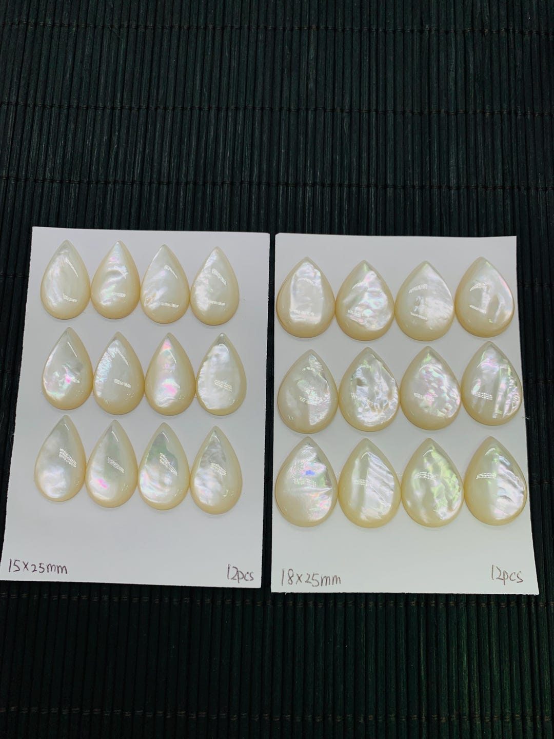White MOP Pear Cabs • 15x25/ 18x25 Mm Size • AAA Quality • Mother of ...