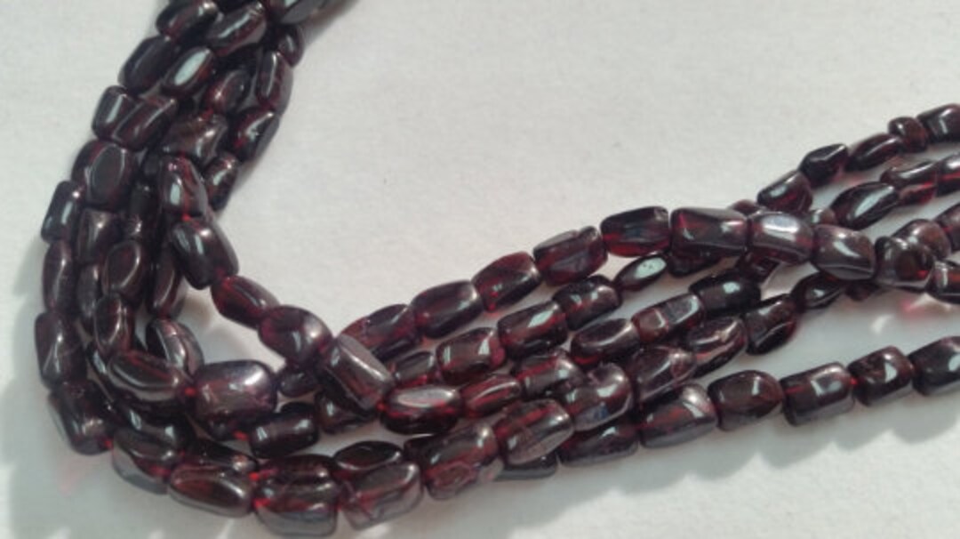 Garnet Buff Rectangular Shape , Size Around 6X9MM Length in 16" Garnet ...