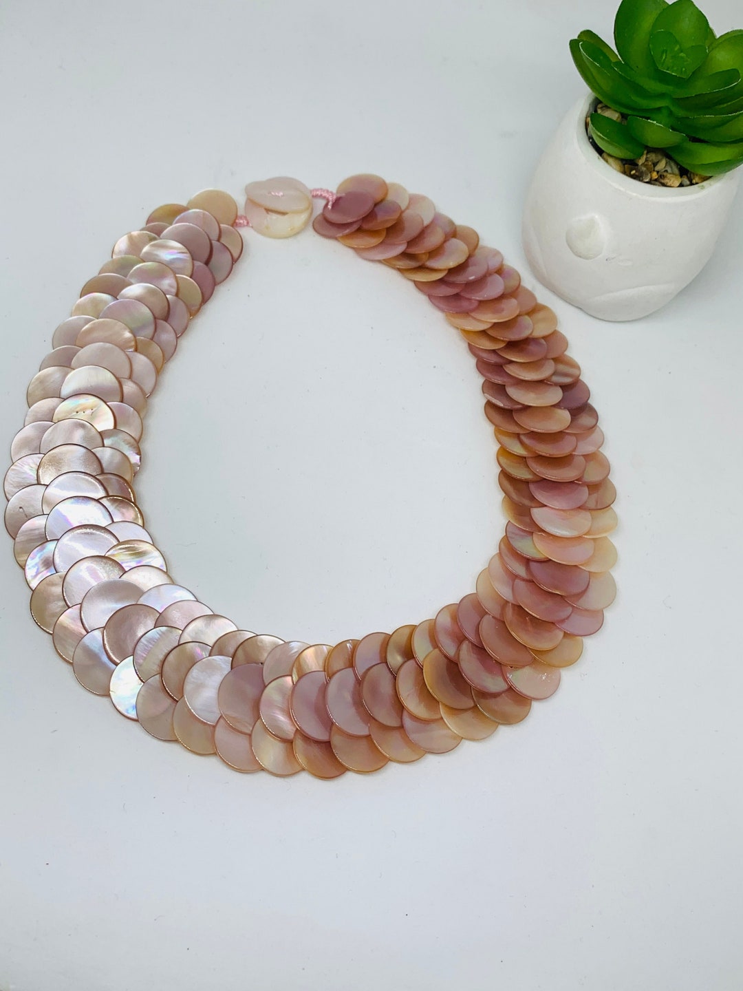 Pink Mother of Pearl Shell Necklace 15 Mm Size - AAA Quality- Length 18 ...