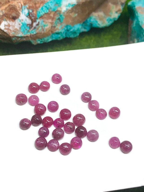 Natural Ruby Cabochon 4mm Size -pack of 4 Pieces - AA Quality- Origin ...
