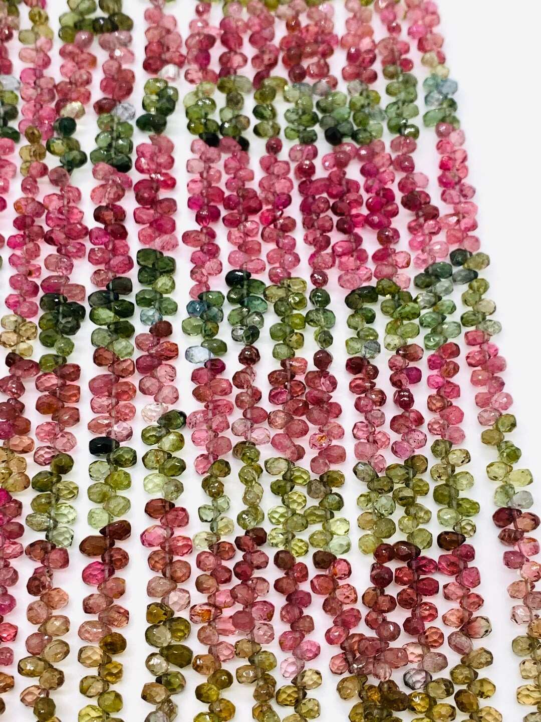 Multi Tourmaline Faceted Drops Briolettes, Super Fine Quality, 8 Inch ...