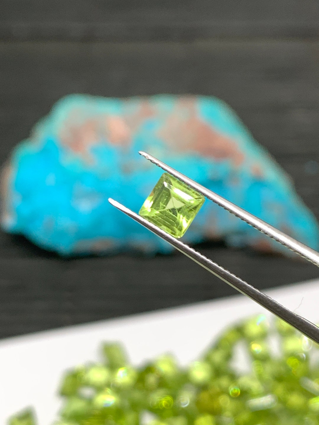 Peridot Square 5mm Cut Stone - Pack of 5 Pcs - Natural Peridot Faceted ...