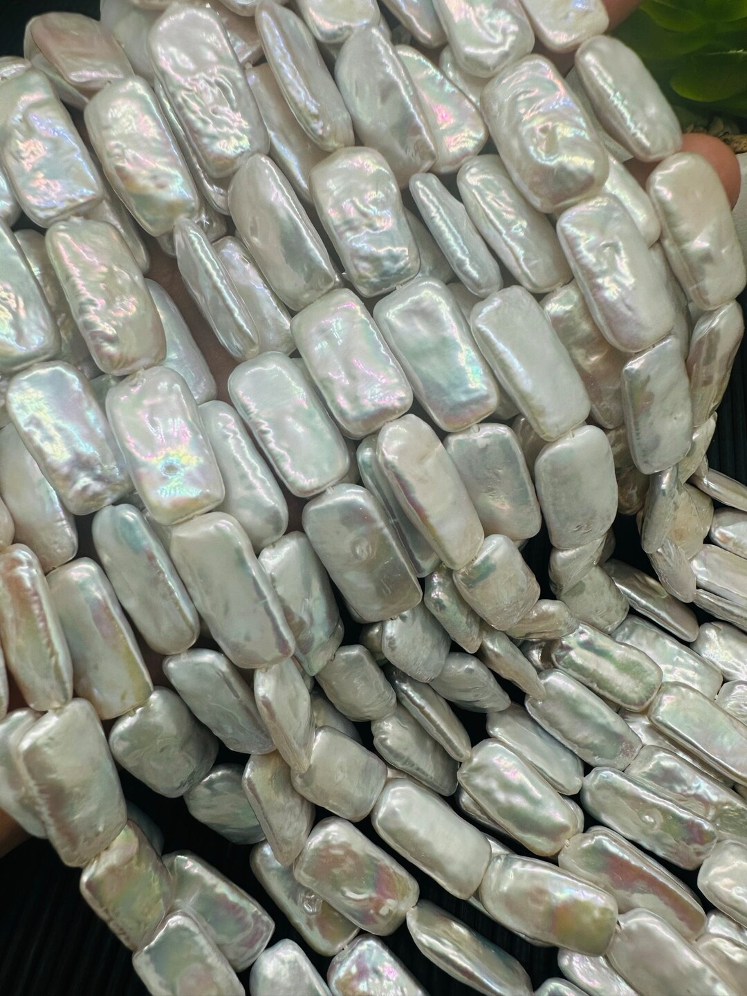 Freshwater Pearl Rectangle Beads- 20x10 Mm Size - Length 40 Cm - Top ...
