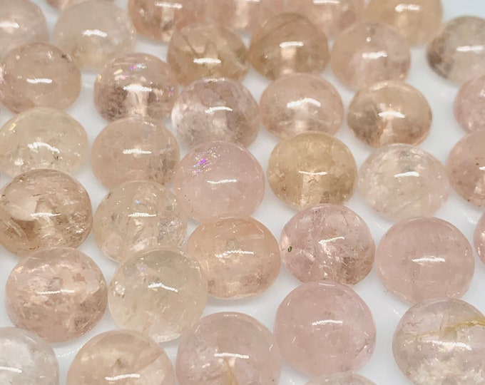 Morganite Cabochon 10mm Size Half Drill Pack of 4 Pcs Code M1 AAA ...