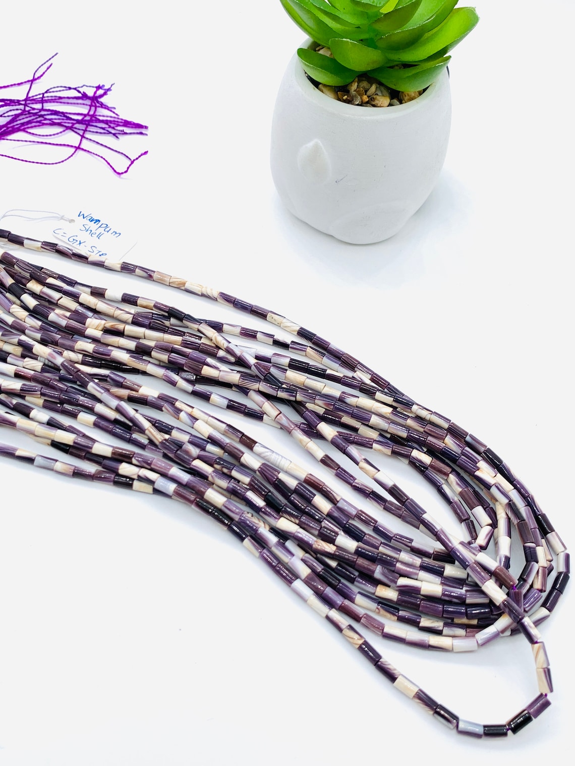 Wampum Quahog Shell Tube Beads • 3x5 Mm Size • 40 Cm Length • AAA ...