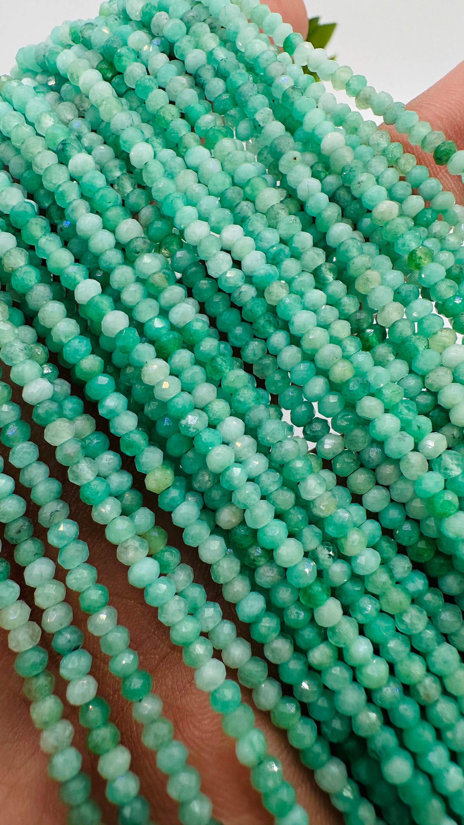 Emerald Roundel Faceted Beads 3 Mm Size - AAA Quality - Length 40 Cm ...