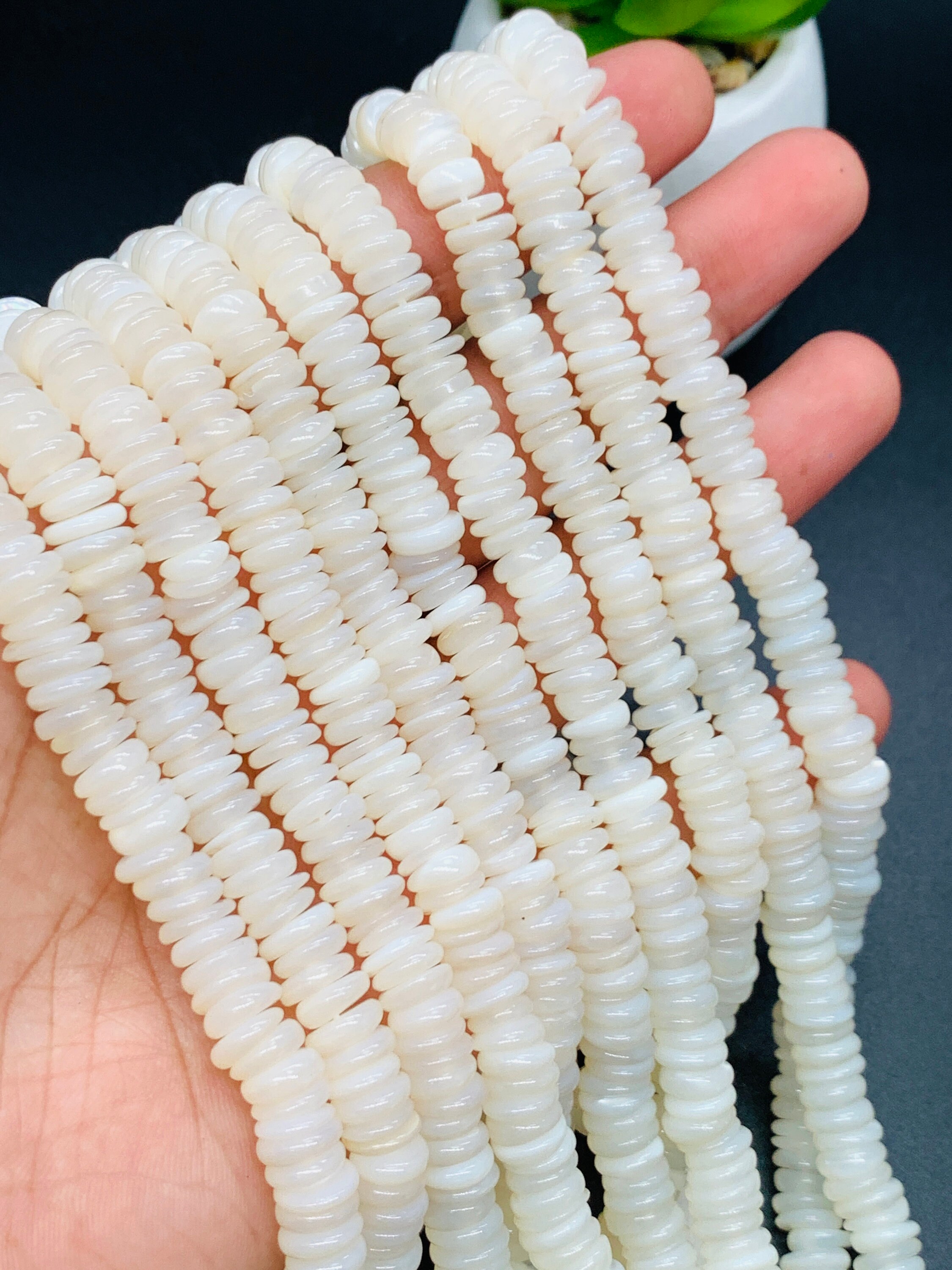 White Mother of Pearl Roundel Beads 7.5-8 Mm Size 40 Cm - Etsy