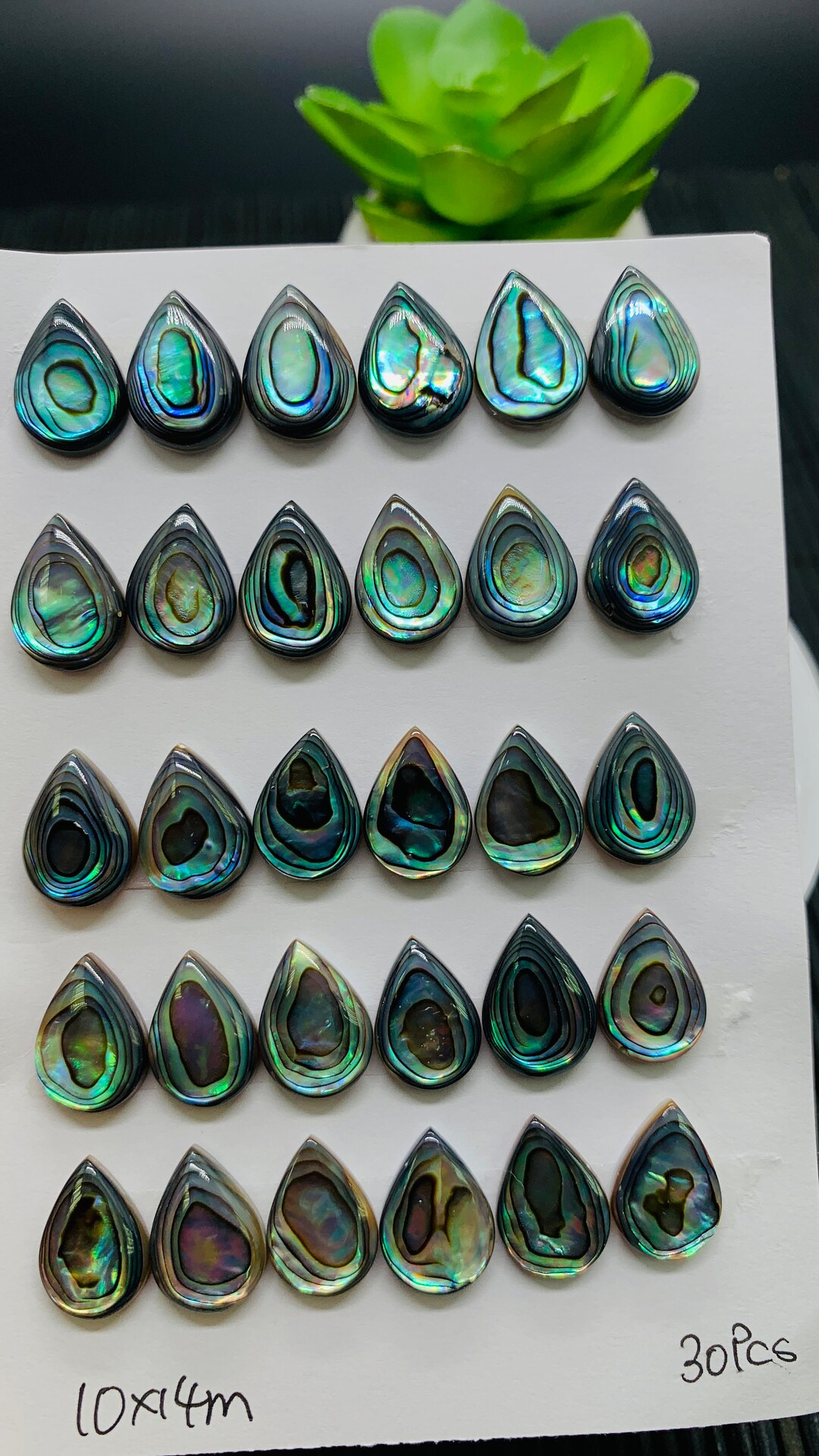 Abalone Shell Pear Cabs- 10x14 Mm Size- Pack of 4 Pcs- AAAA Quality ...