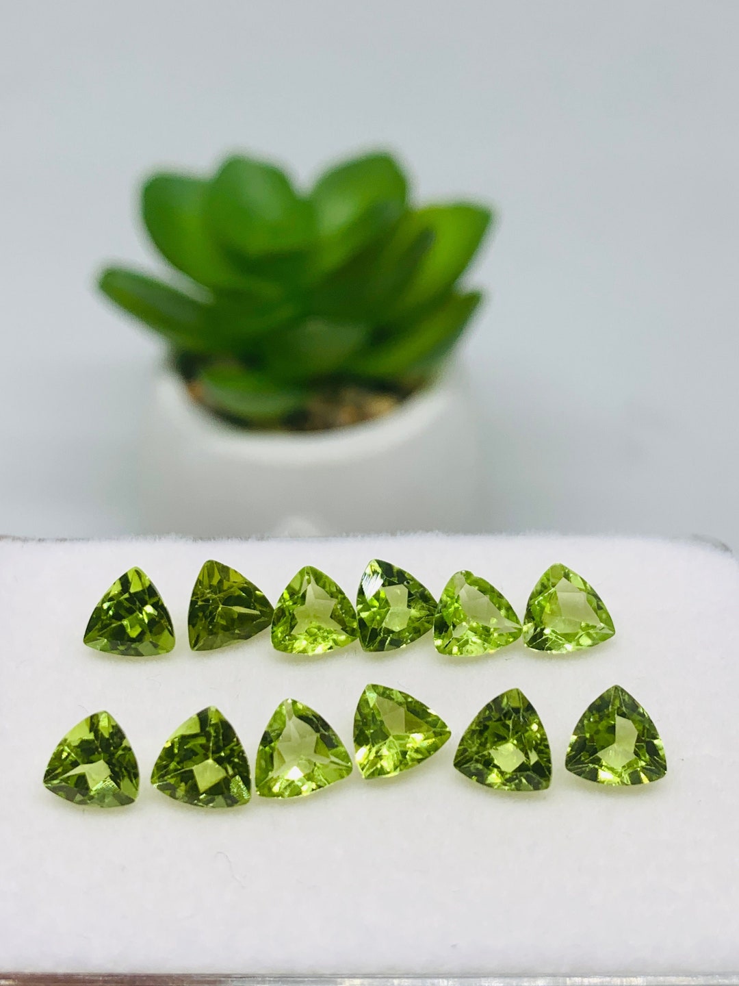 6MM Peridot Trillion Faceted Pack of 5 PC - Natural Peridot Trillion ...