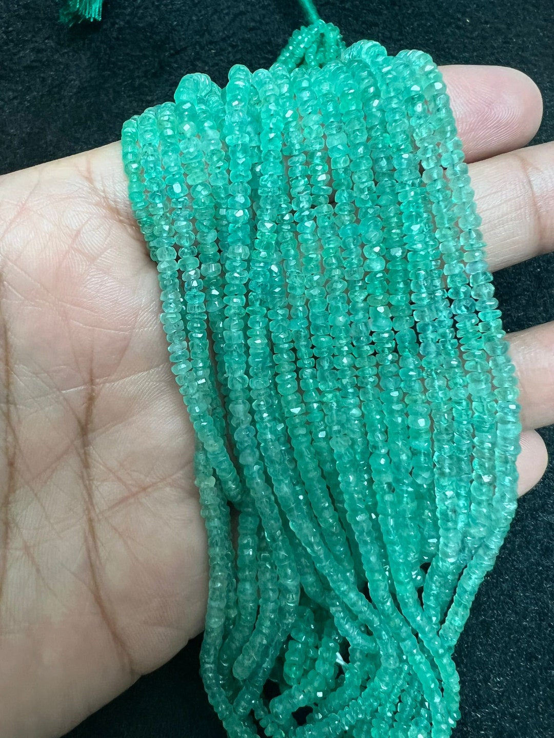 Emerald Faceted Roundel 2.5-3mm , AAA Quality Emerald, Transparent and ...