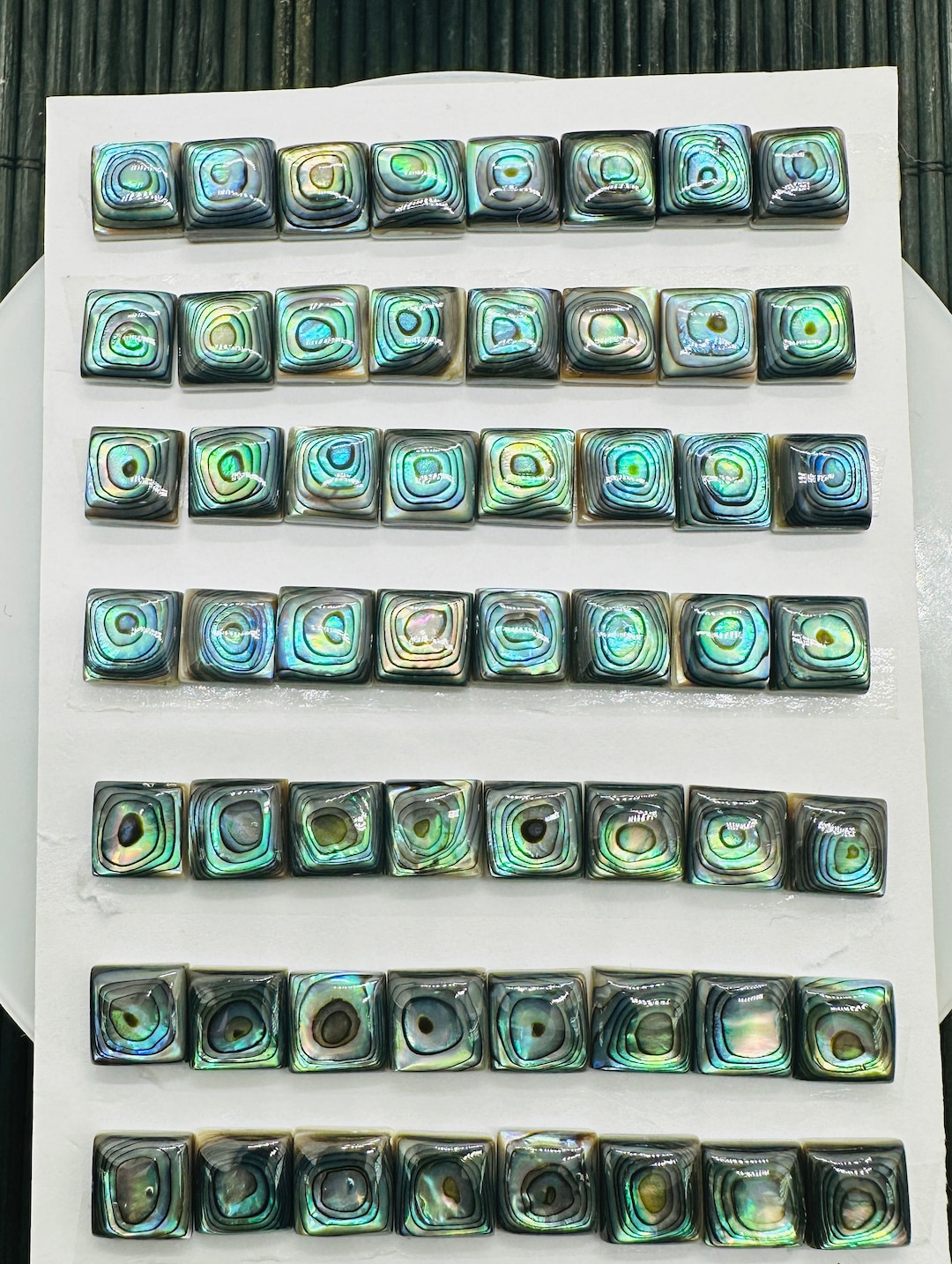 Abalone Shell Square Cabs- 12 Mm Size- Pack of 2 Pcs- AAAA Quality ...