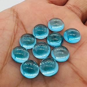 Swiss Blue Topaz 8MM Round Cabs - Pack of 1 Pcs - Swiss Blue Topaz Cabs ...