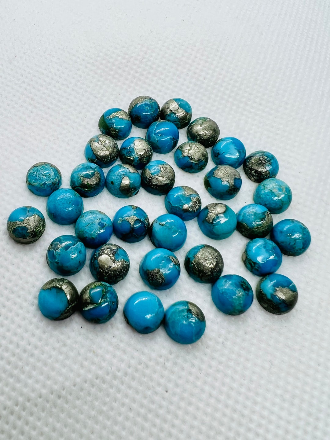 Turquoise Pyrite 8mm Round Cabs- Quality Aaa-pyrite Turquoise, Gemstone ...