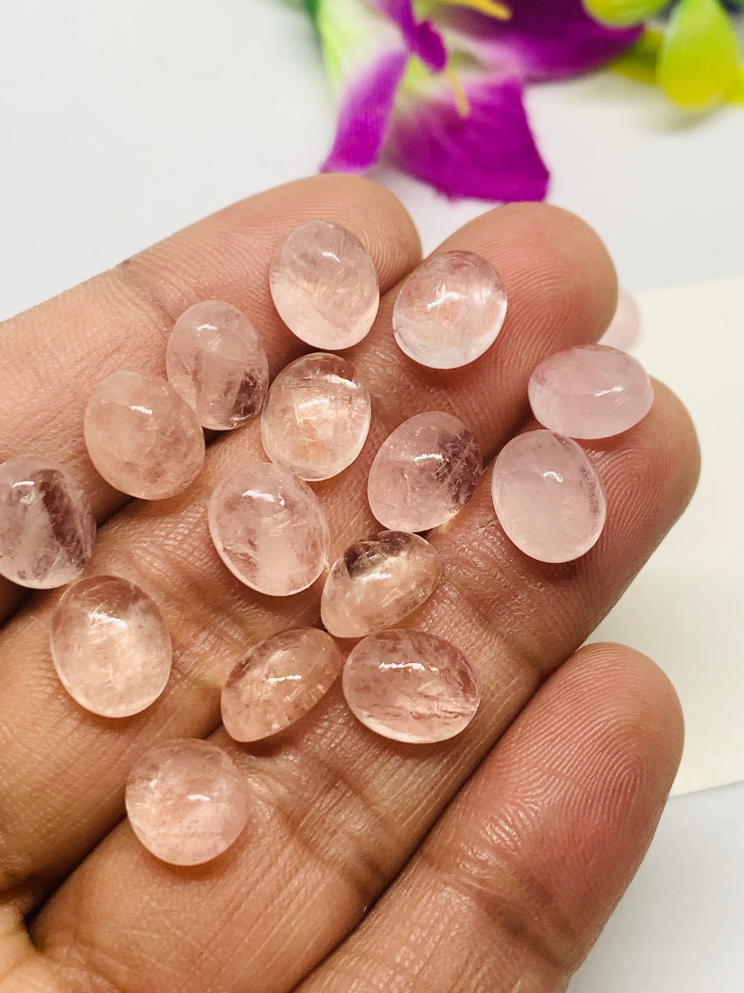 Morganite Oval Cabochon • 10x12 Mm Size • Pack of 2 Pcs • AAA Quality ...