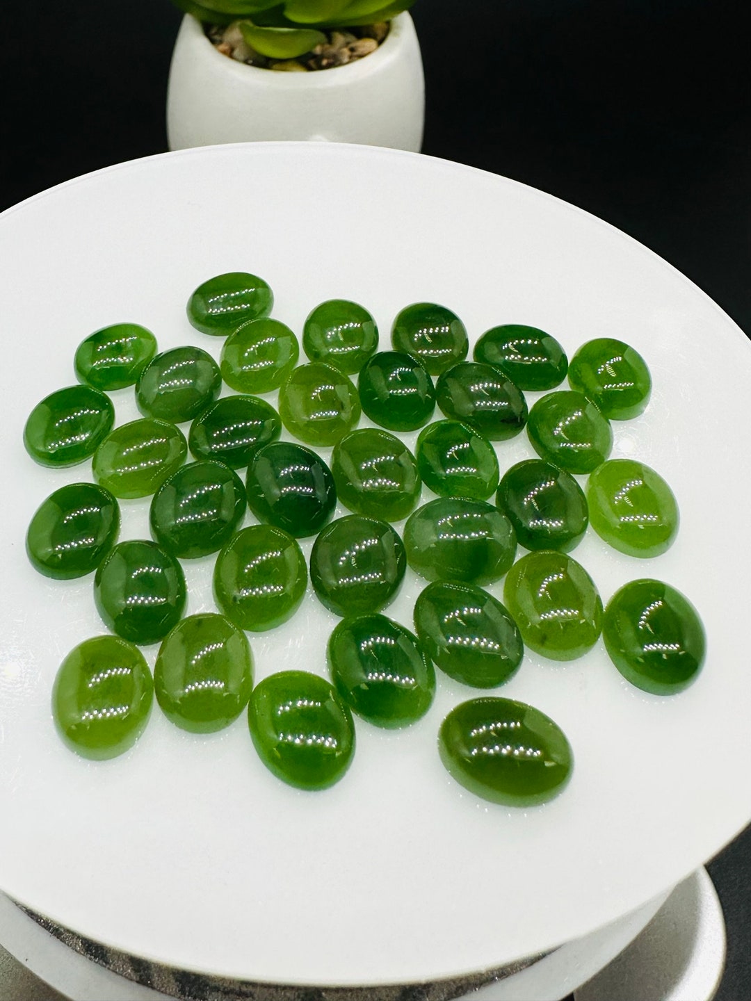 Jade Oval Cabs - 8x10 Mm Size - Pack of 4 Pcs - AAA Quality - Natural ...