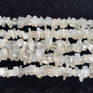 White Moonstone Chips Beads , Length of Necklace 34" . Natural ...