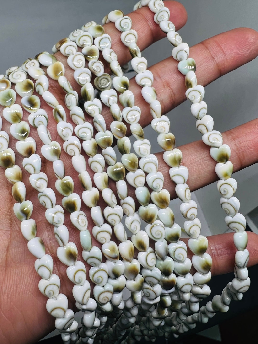 Shiva Shell Heart Shape Beads - 6mm Size • AAA Quality• Length 40 Cm ...