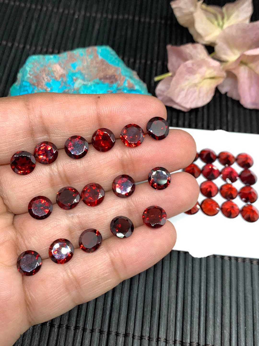 Garnet Round Faceted 8 Mm Size - Code #G16 -garnet Cut Stone -natural ...