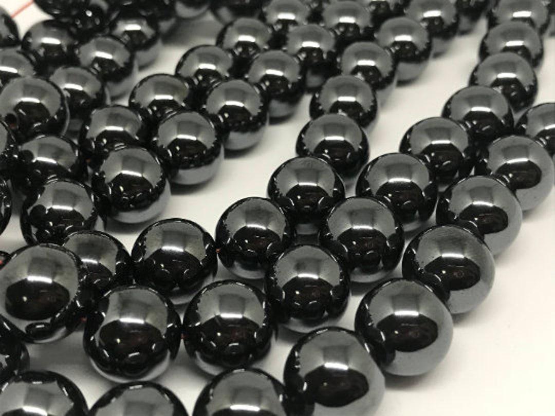 12mm Hematite Smooth Round , Length 16" Top Quality Hematite Gemstone ...