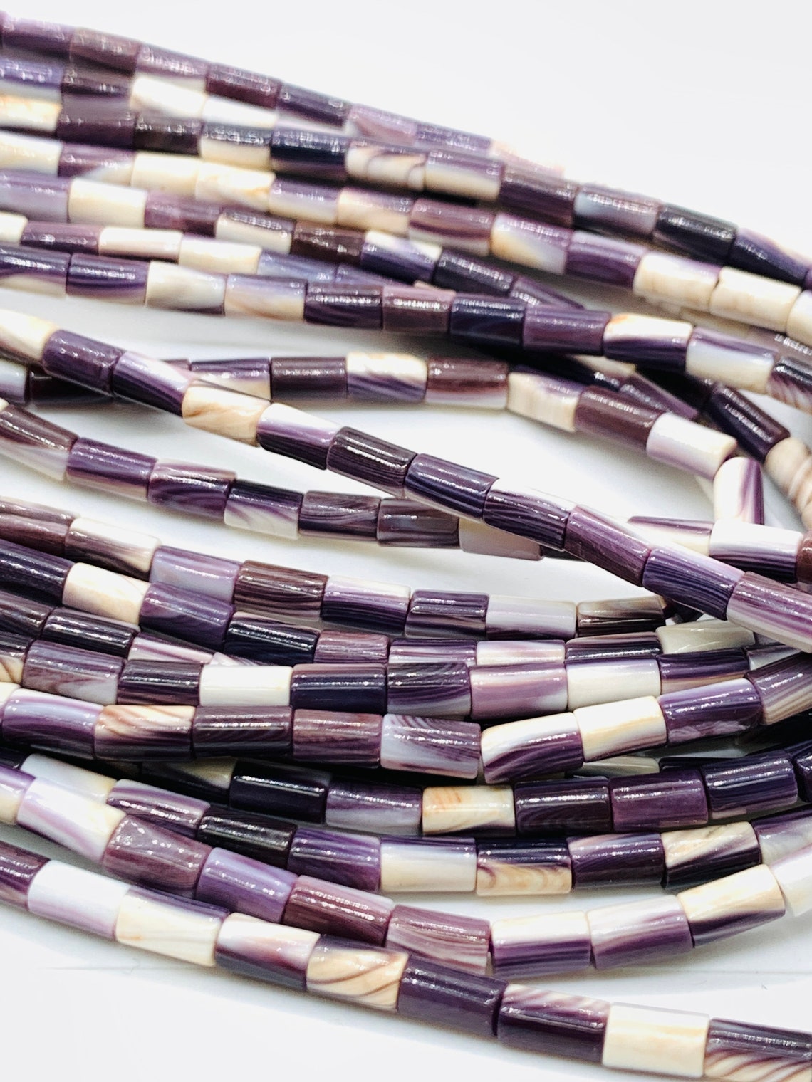 Wampum Quahog Shell Tube Beads • 3x5 Mm Size • 40 Cm Length • AAA ...