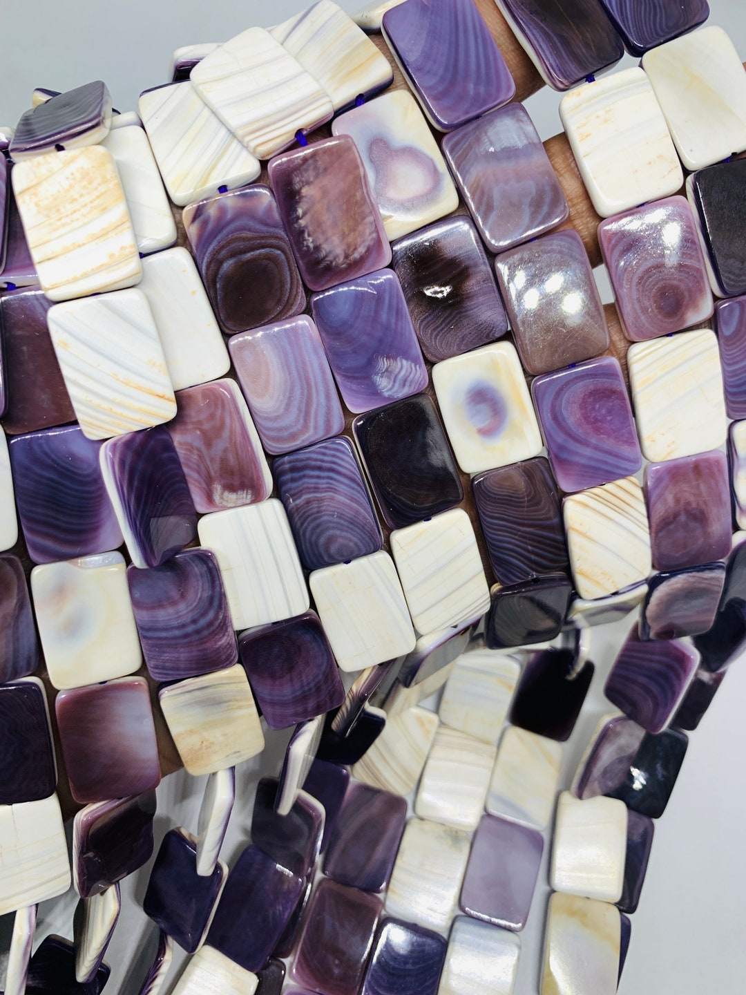 Wampum Quahog Shell Rectangle Beads • 12x16 Mm Size • 40 Cm Length ...