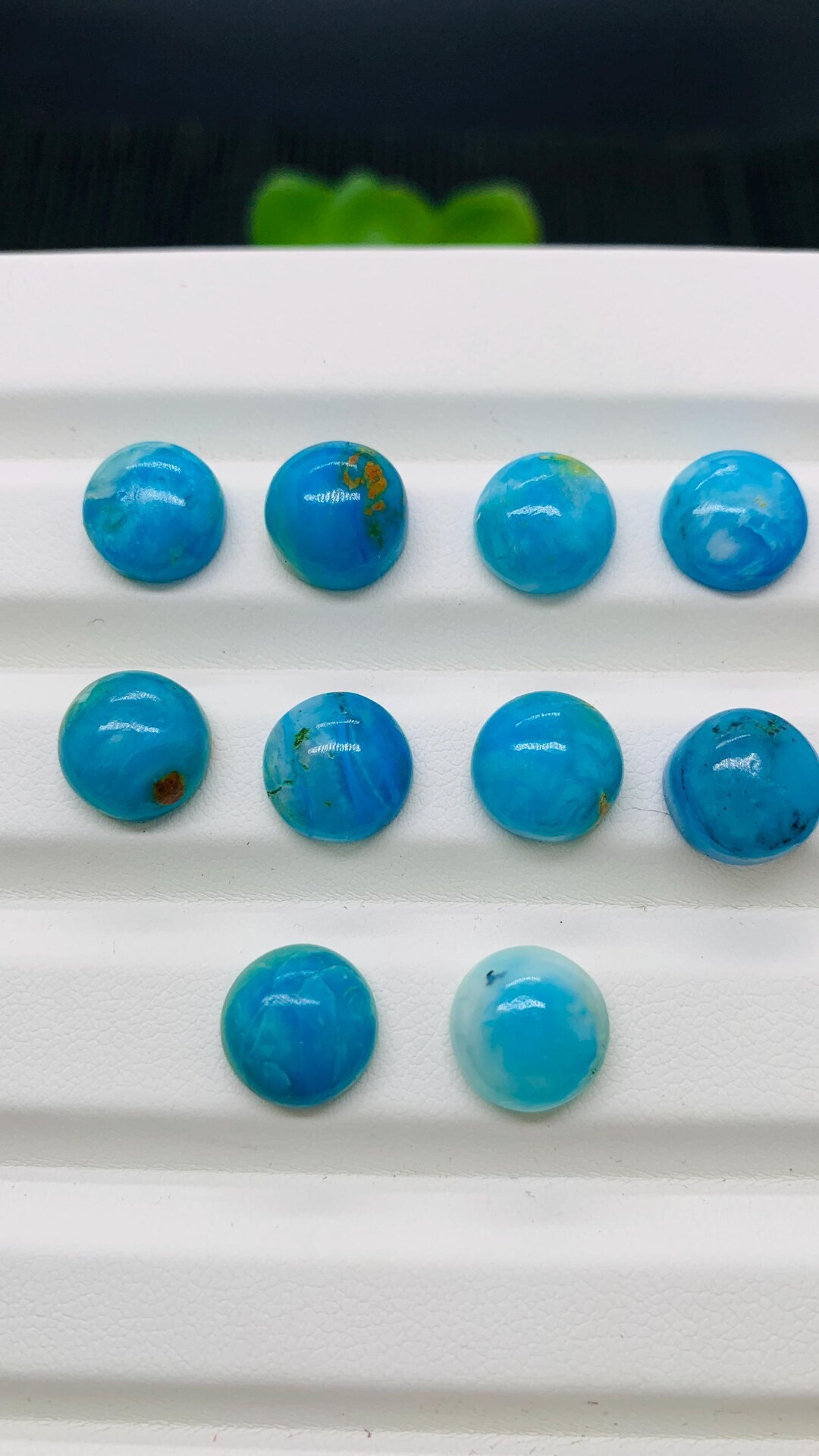 Blue Opalina Round Cabs - 10 Mm Size - Code #A15 - Pack of 1 Pc ...