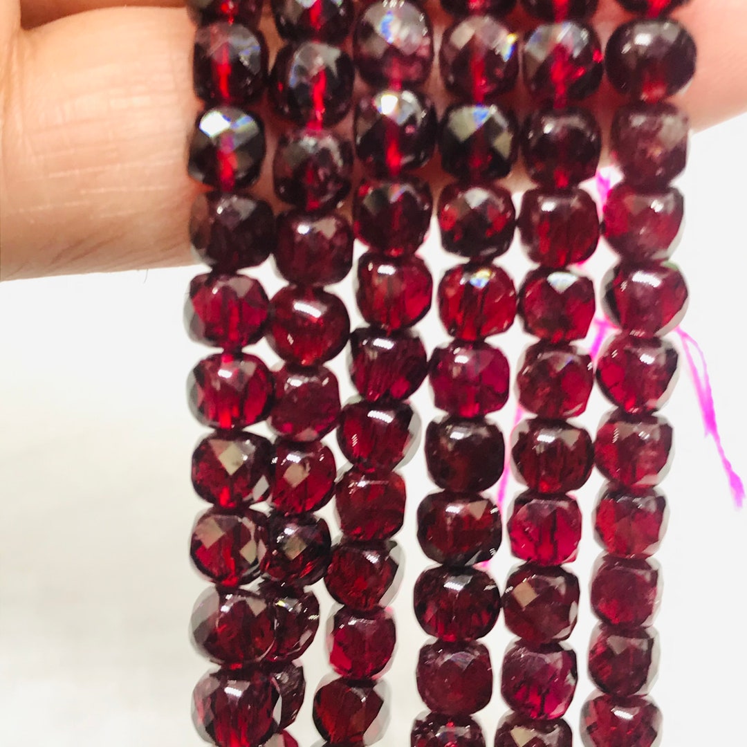 Garnet Faceted 4MM Cube Shape, Length 15 Inch,natural Red Garnet,origin ...